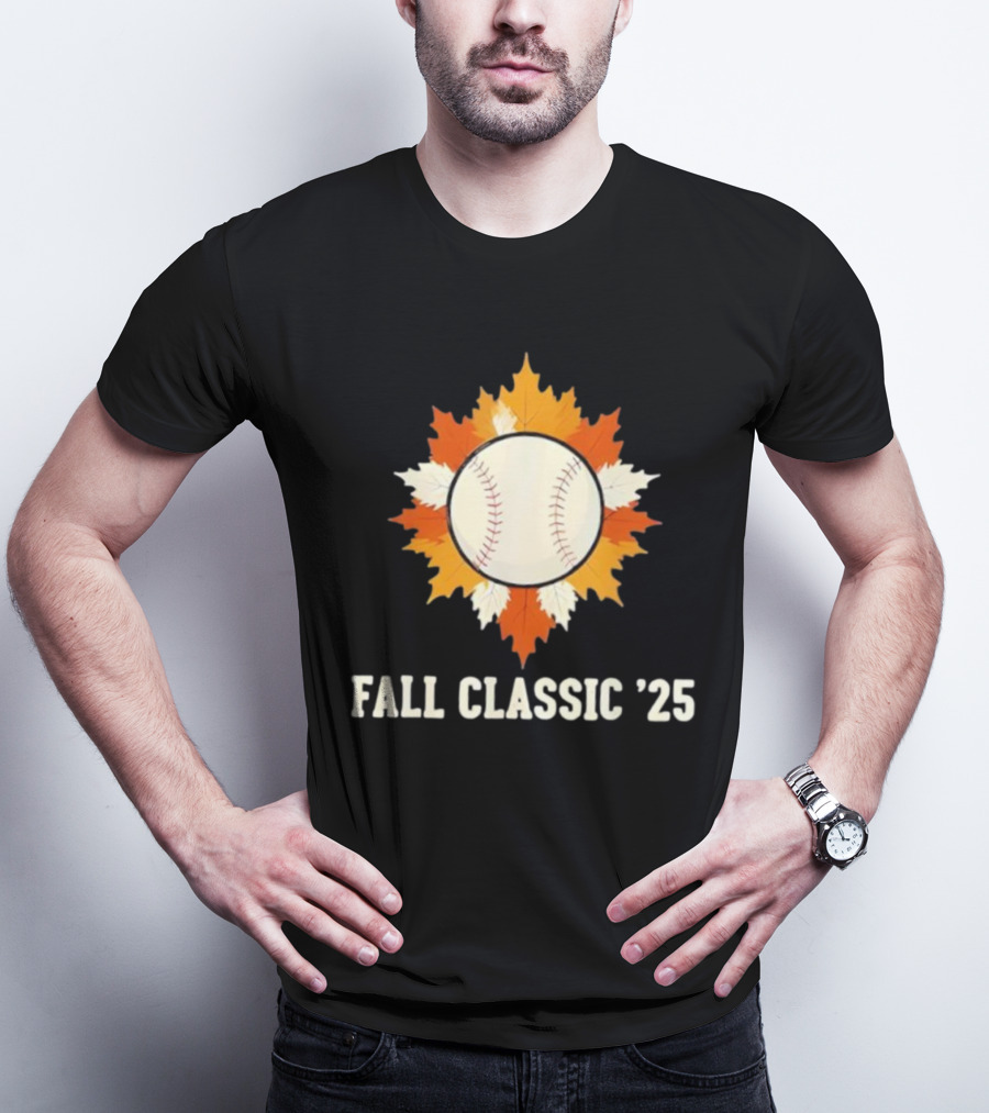 Fall Classic '25 Autumn Baseball Leaf Spirit T-Shirt