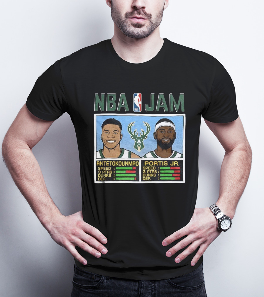 NBA Jam Antetokounmpo Portis Jr Milwaukee Bucks Classic Video Game T-Shirt