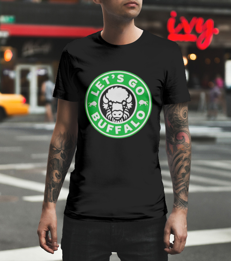 Let's Go Buffalo Green Circle Bison Badge T-Shirt