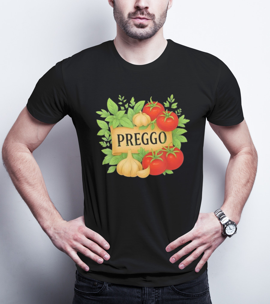 Prego Sauce Inspired Preggo Cute Pregnancy Announcement Costume T-Shirt