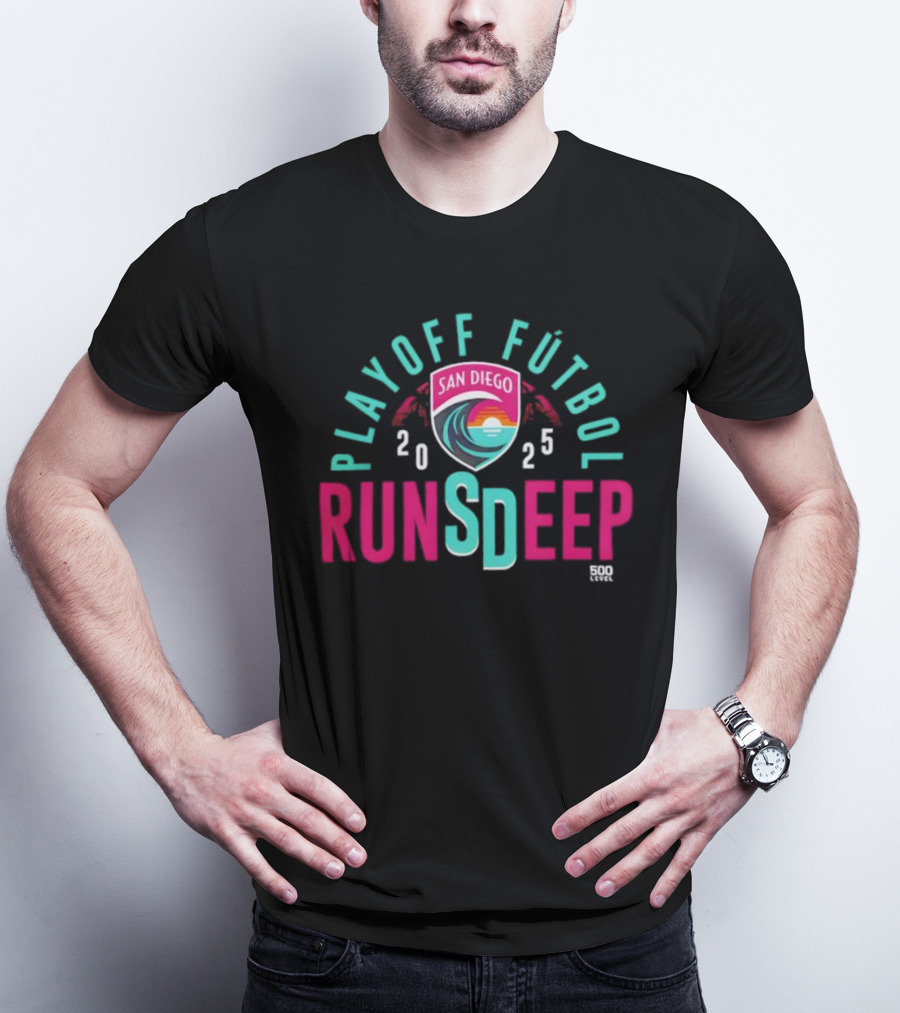 San Diego Wave FC 2025 Playoff Fútbol Runs Deep T-Shirt