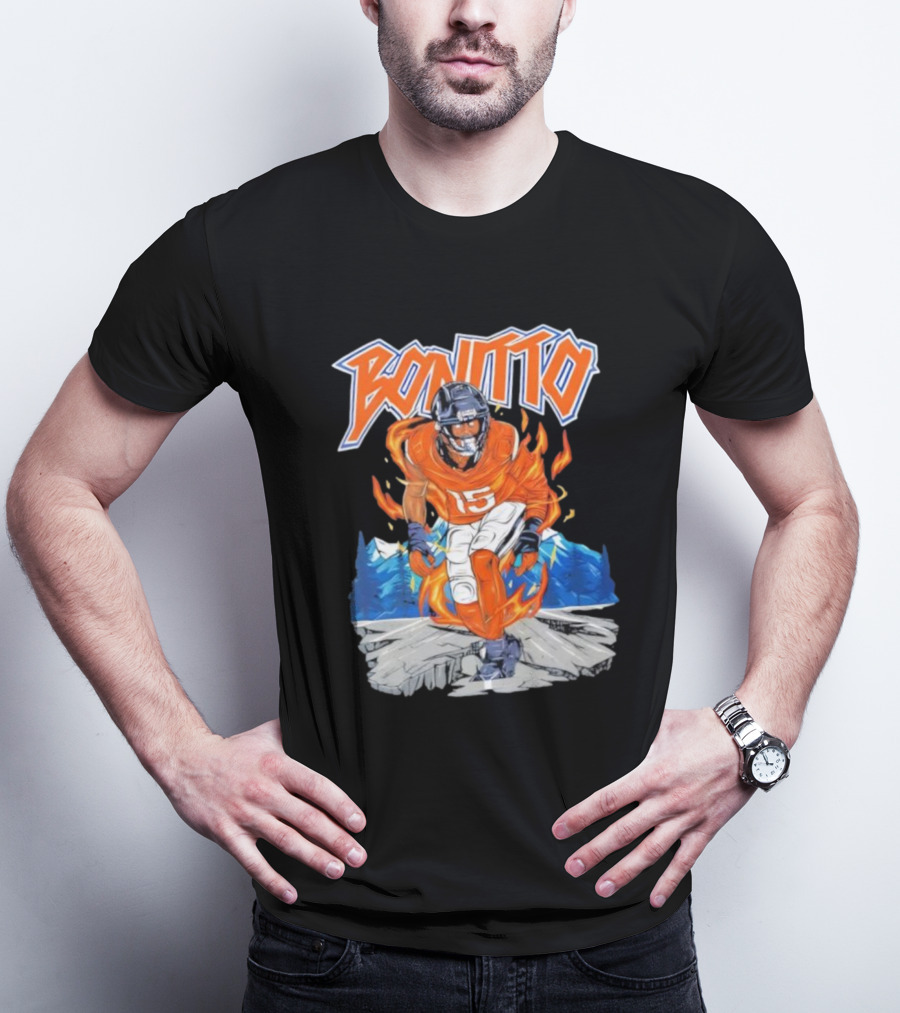 Bonitto 15 Football Flames And Mountains Graphic T-Shirt