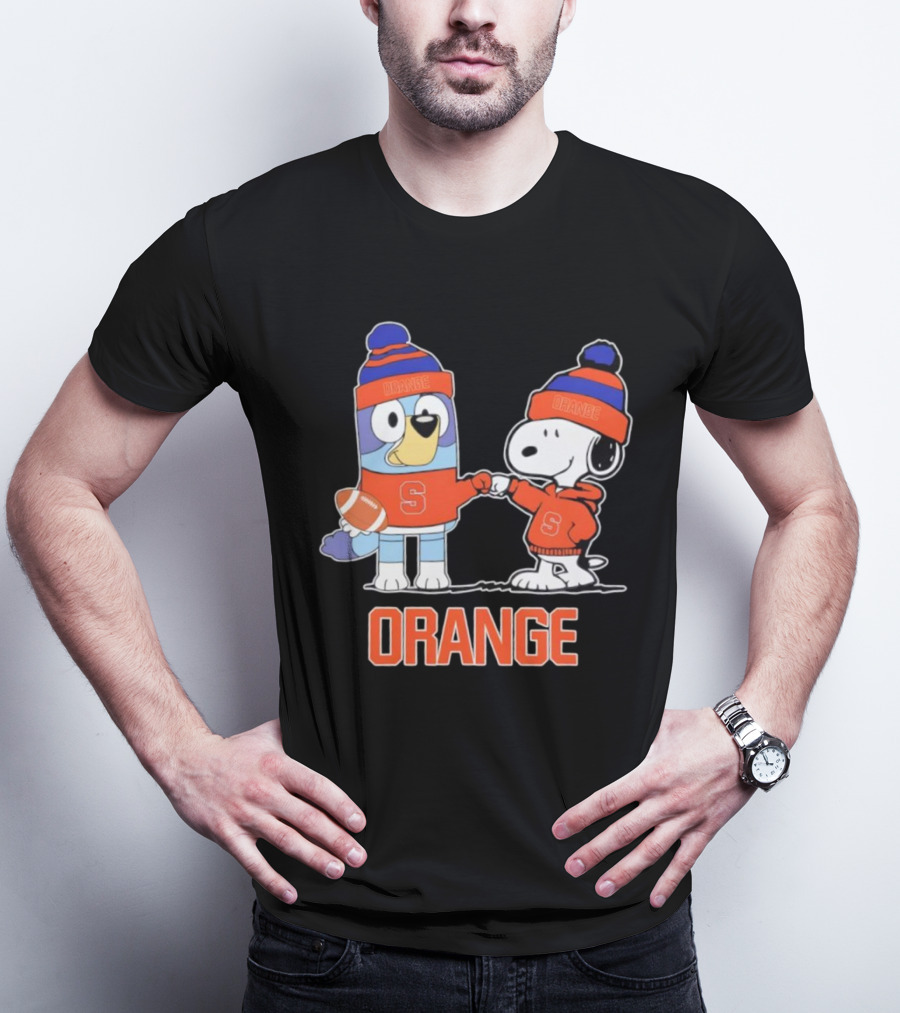 Snoopy Bluey Syracuse Orange Football Collaboration T-Shirt