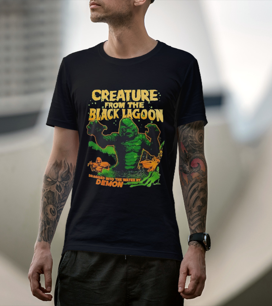 Creature From The Black Lagoon Dragged Into The Water By Demon T-Shirt