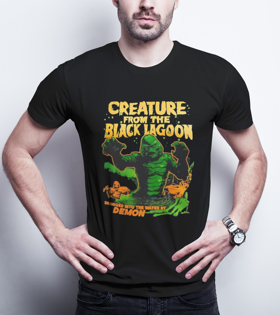 Creature From The Black Lagoon Dragged Into The Water By Demon T-Shirt
