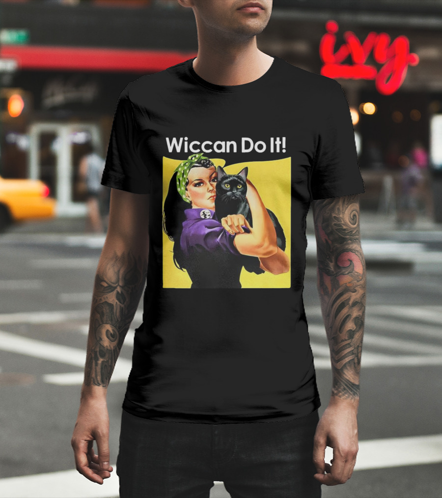 Wiccan Do It Rosie The Riveter Black Cat Magic Empowerment T-Shirt