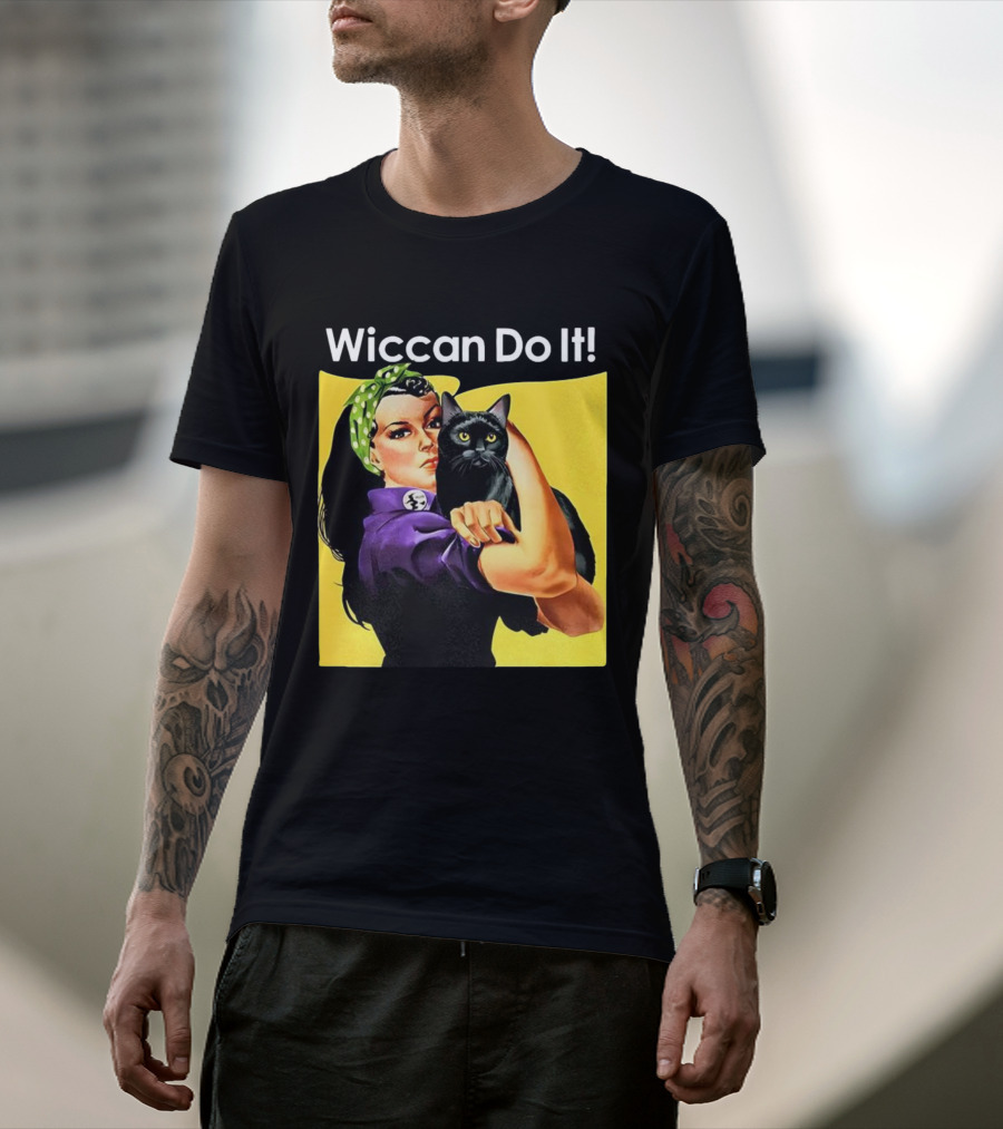 Wiccan Do It Rosie The Riveter Black Cat Magic Empowerment T-Shirt