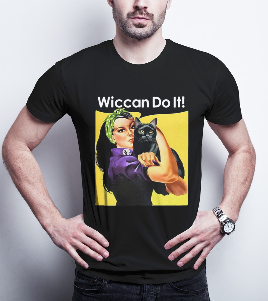 Wiccan Do It Rosie The Riveter Black Cat Magic Empowerment T-Shirt