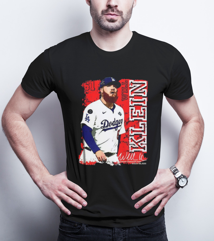 Will Klein Los Angeles Dodgers Number 61 Greatest Game Of All Time 2025 Signature T-Shirt