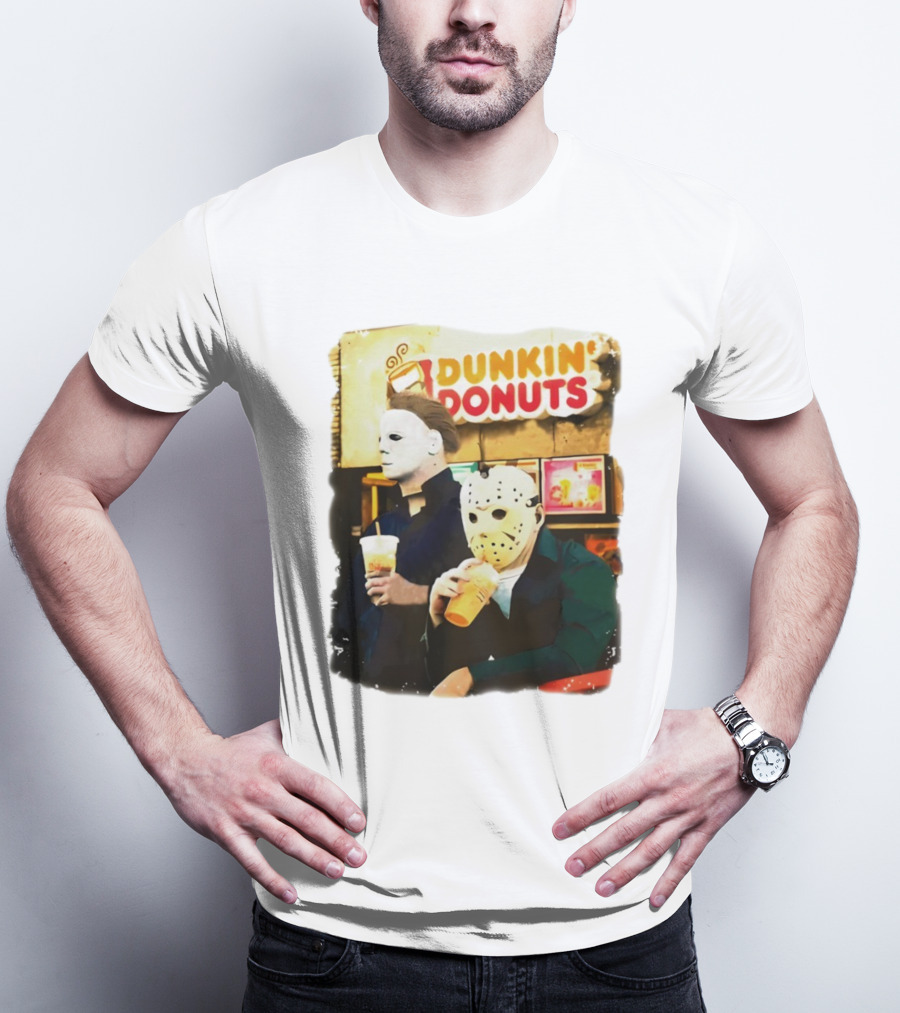 Dunkin Donuts Halloween Michael Jason Horror Movie Funny T-Shirt