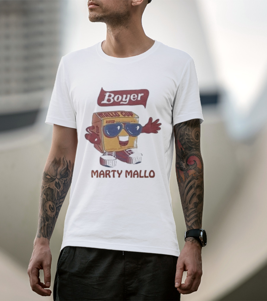 Boyer Mallo Cup Marty Mallo Character With Sunglasses T-Shirt