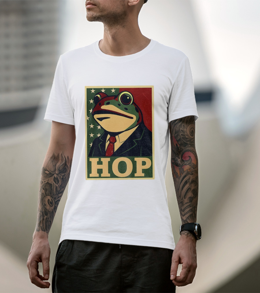 Frog HOP Portland Protest Anti ICE Anti Fascism American Flag T-Shirt