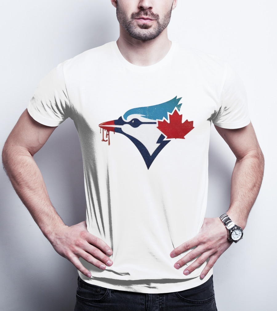 Toronto Blue Jays Dripping Maple Leaf Bird Emblem T-Shirt
