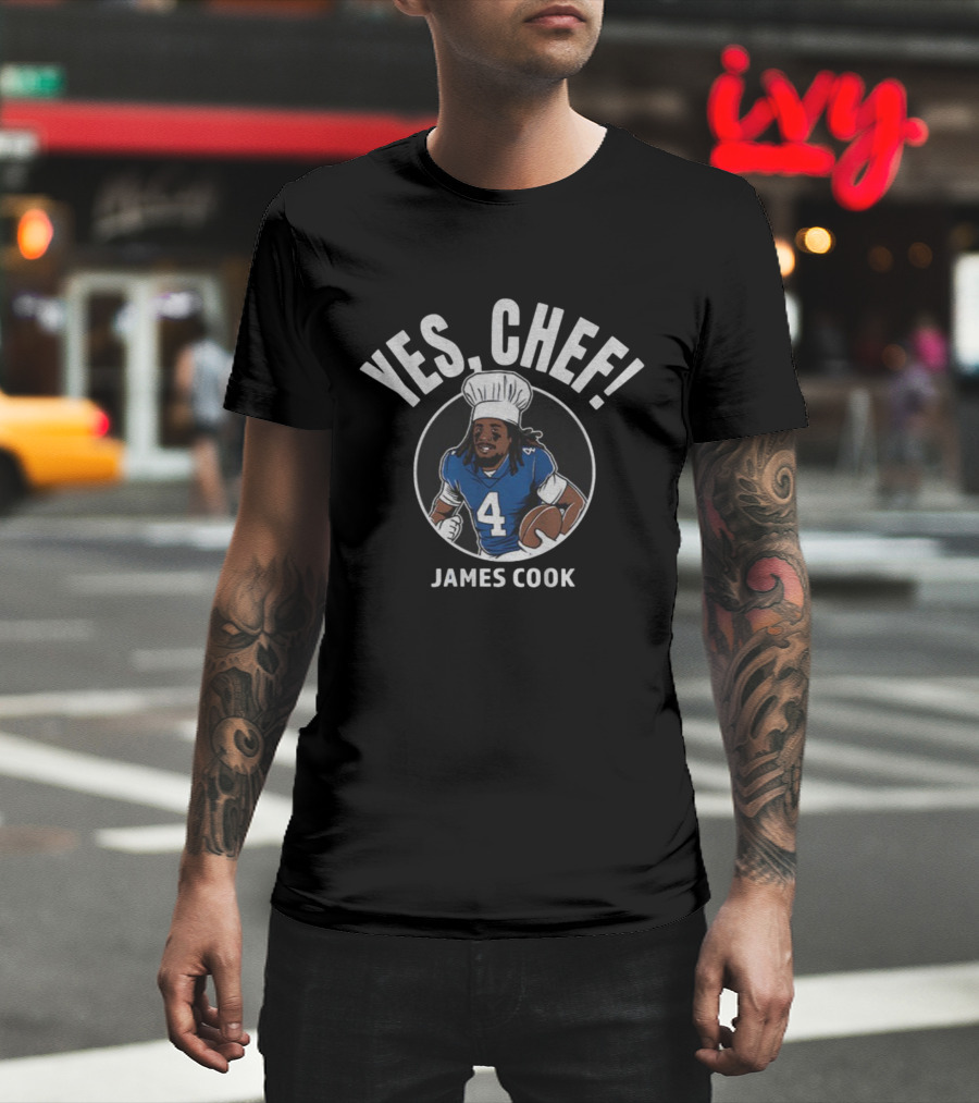 James Cook Yes Chef Cartoon Buffalo Bills NFL Football 2025 Game Day T-Shirt