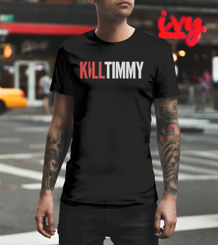 KILL TIMMY Knife Lettering Red White Contrast T-Shirt