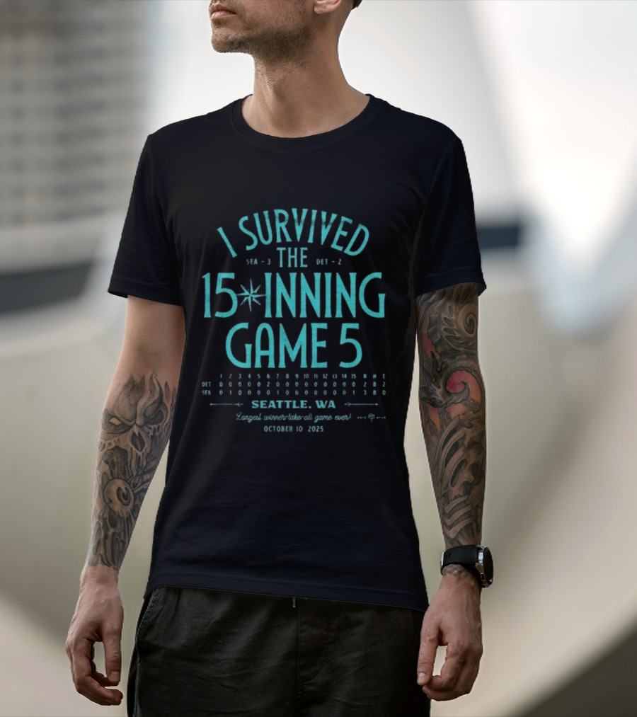 I Survived The 15 Inning Game 5 Seattle WA 2025 Seattle Mariners T-Shirt