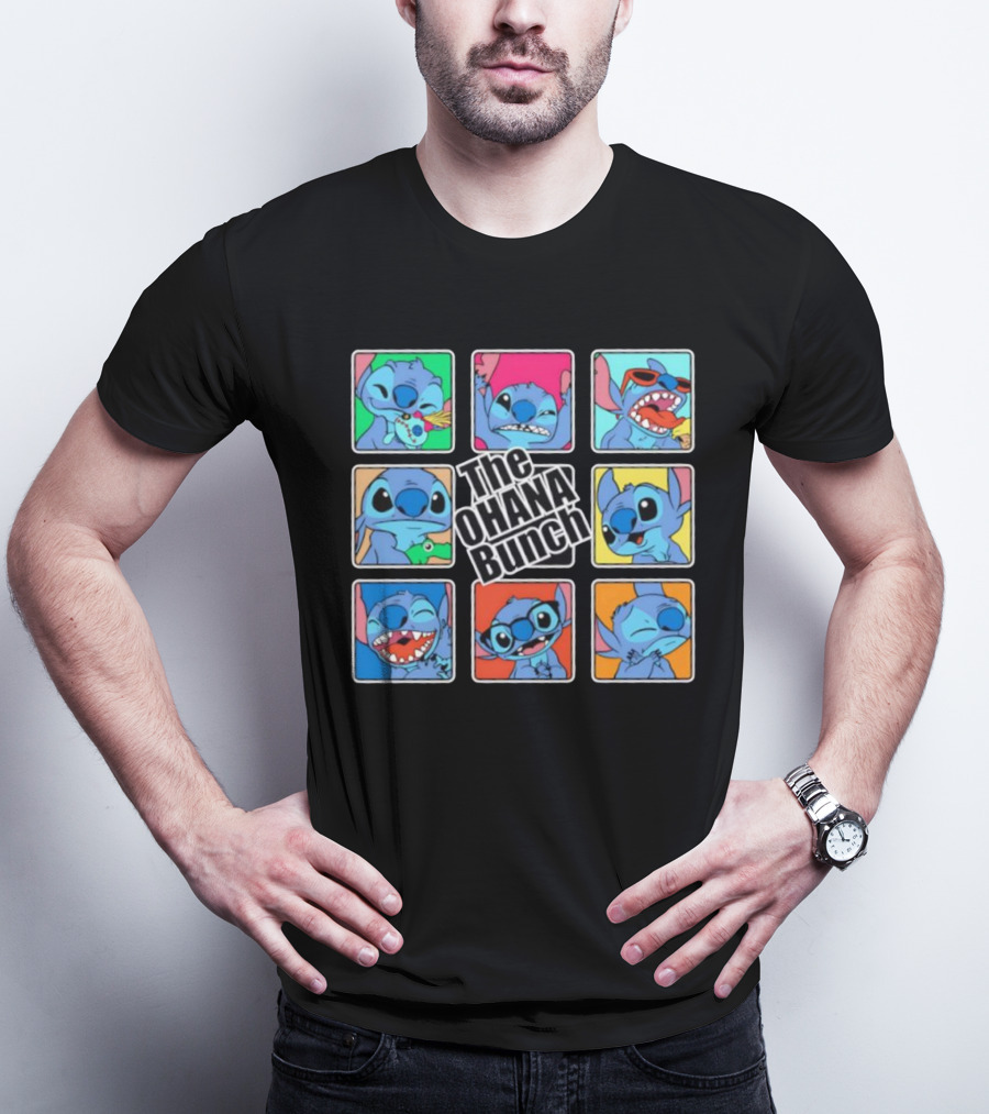 The OHANA Bunch Stitch Nine Panel Grid Colorful Expressions T-Shirt
