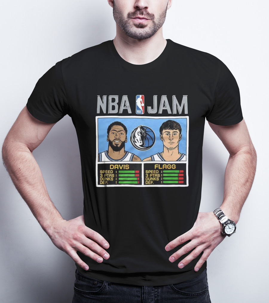 Anthony Davis Cooper Flagg NBA Jam Dallas Mavericks Retro Style T-Shirt