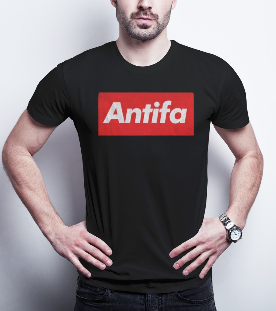 Antifa Supre American Antifascist Political Red Rectangle T-Shirt