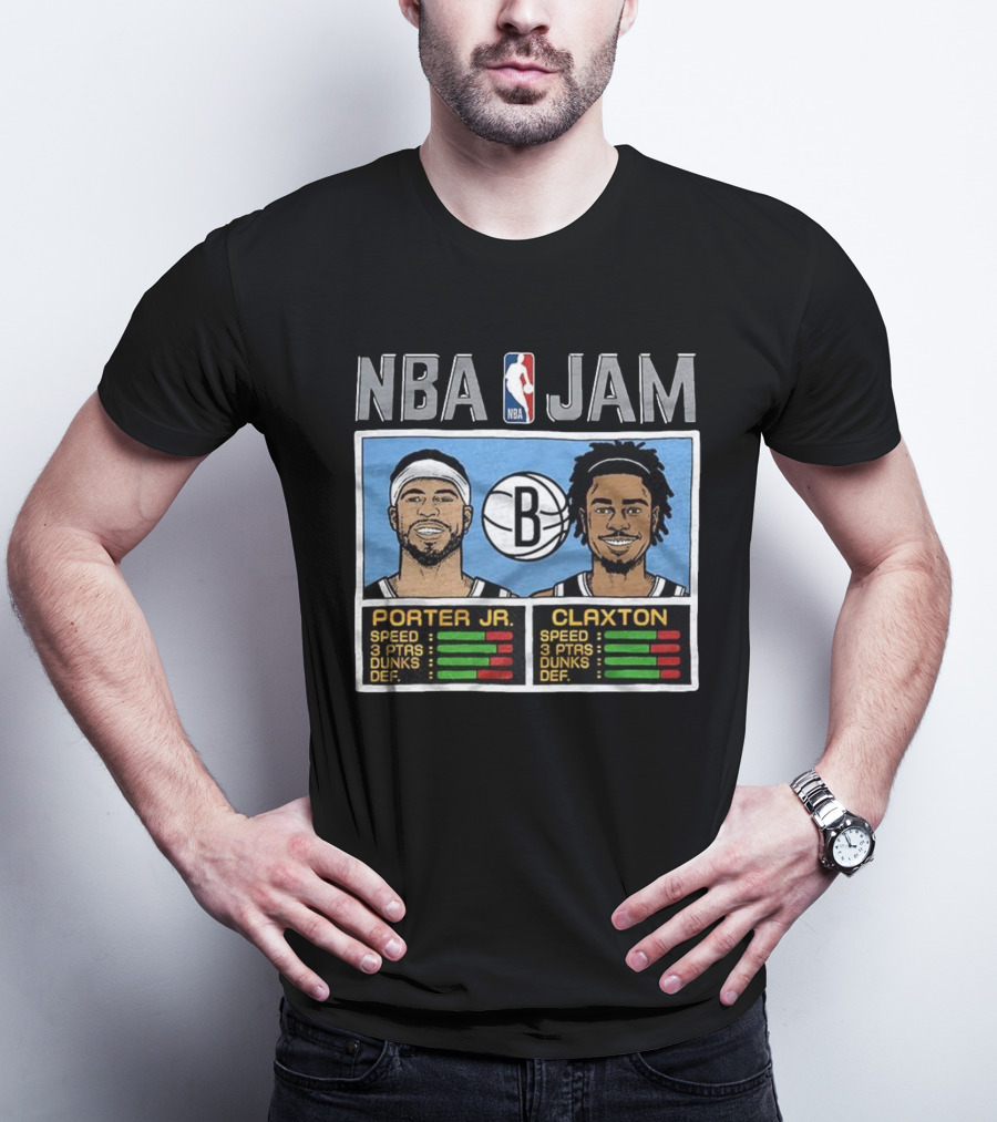 NBA Jam Porter Jr Claxton Brooklyn Nets Player Stats T-Shirt