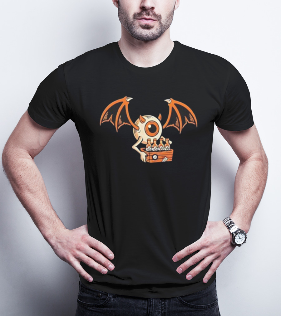 Flying Eyeball Monster With Wings Carrying Six-Pack T-Shirt