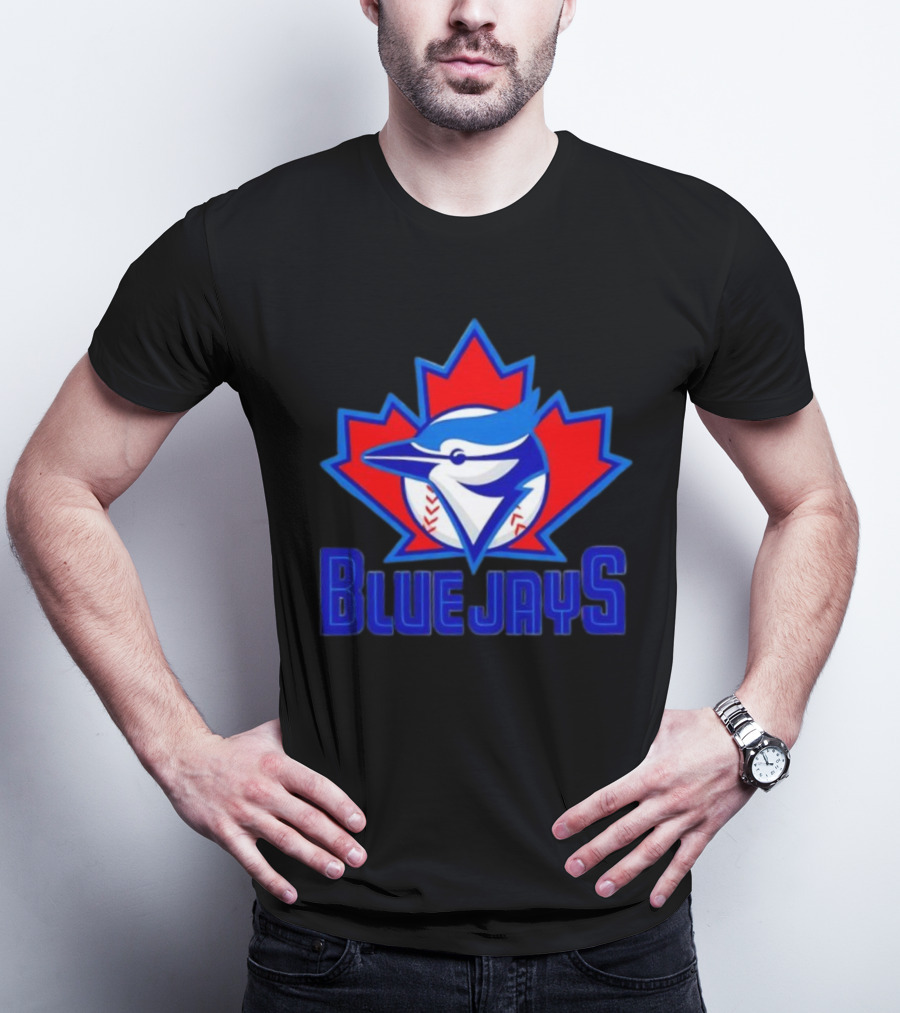 Toronto Blue Jays Emblem In Red Maple Leaf Icon Blue Jays T-Shirt