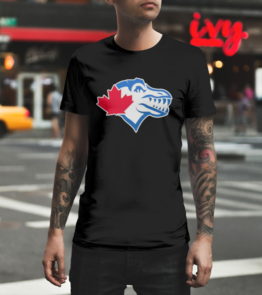 Toronto Raptors Blue Jays Mashup Maple Leaf Emblem T-Shirt