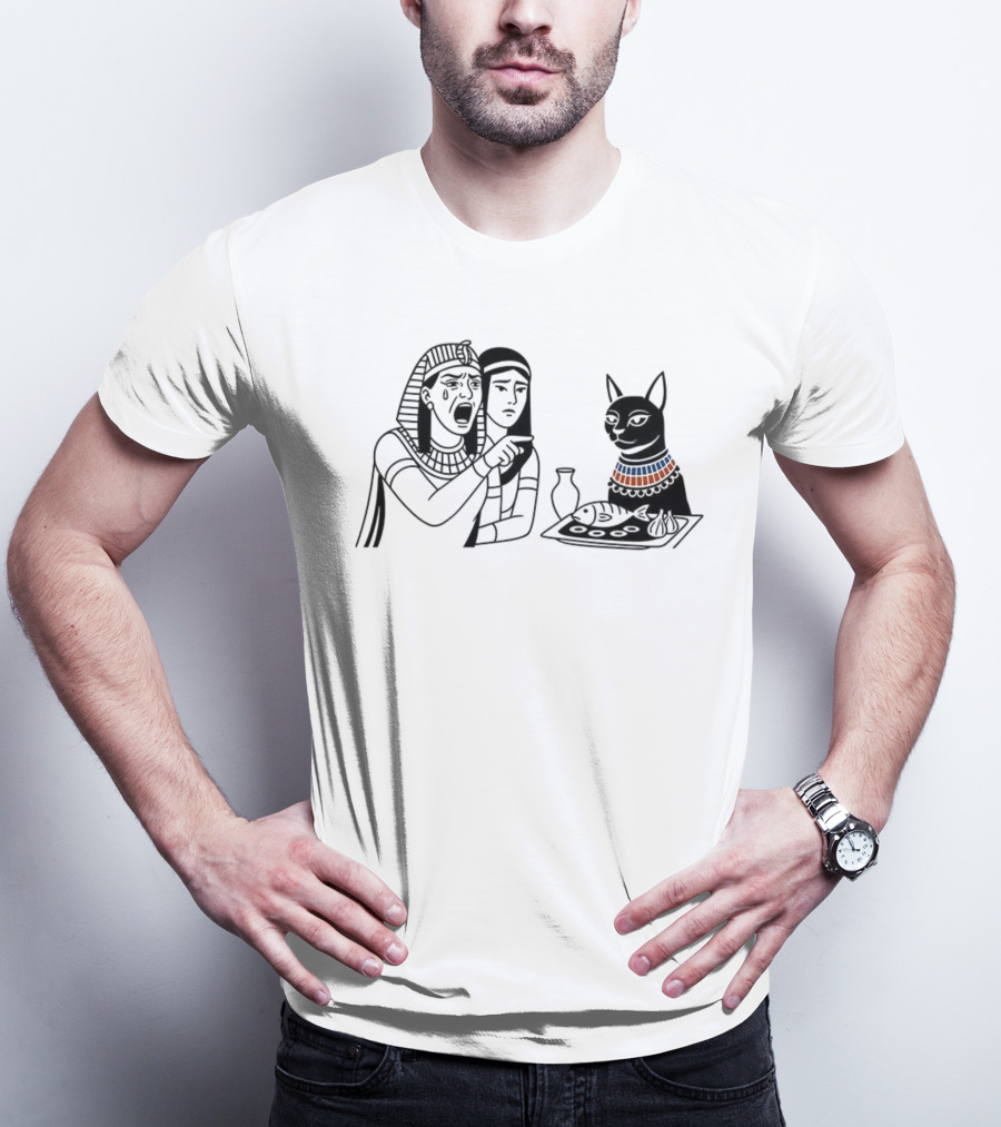 Egyptian Woman Yelling At Cat Goddess Bastet Meme Illustration T-Shirt