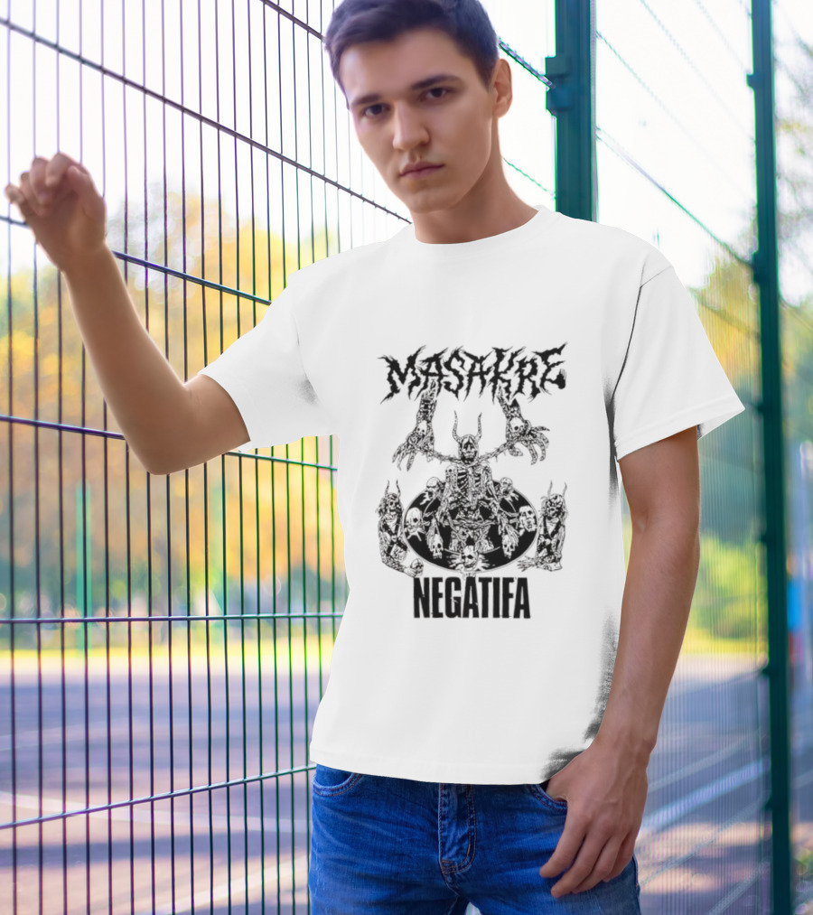 Masakre Negatifa Skull Skeleton Demonic Creature T-Shirt