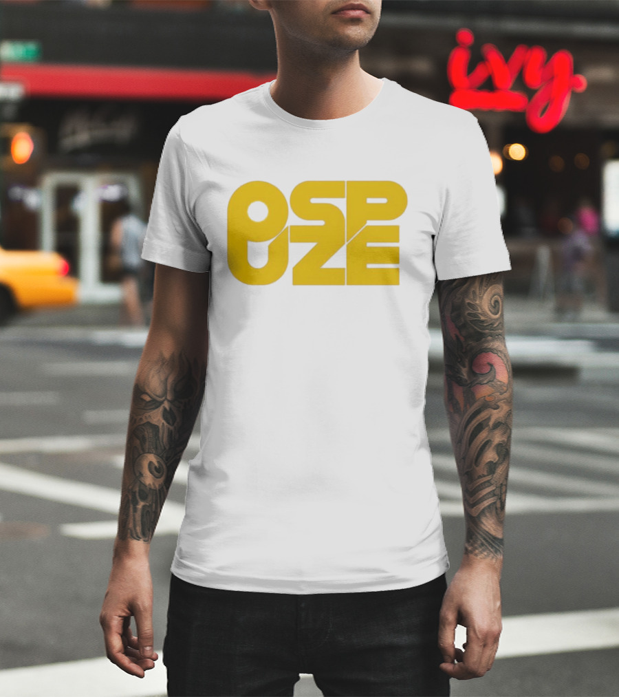 Ospuze Yellow Bold Text Logo T-Shirt