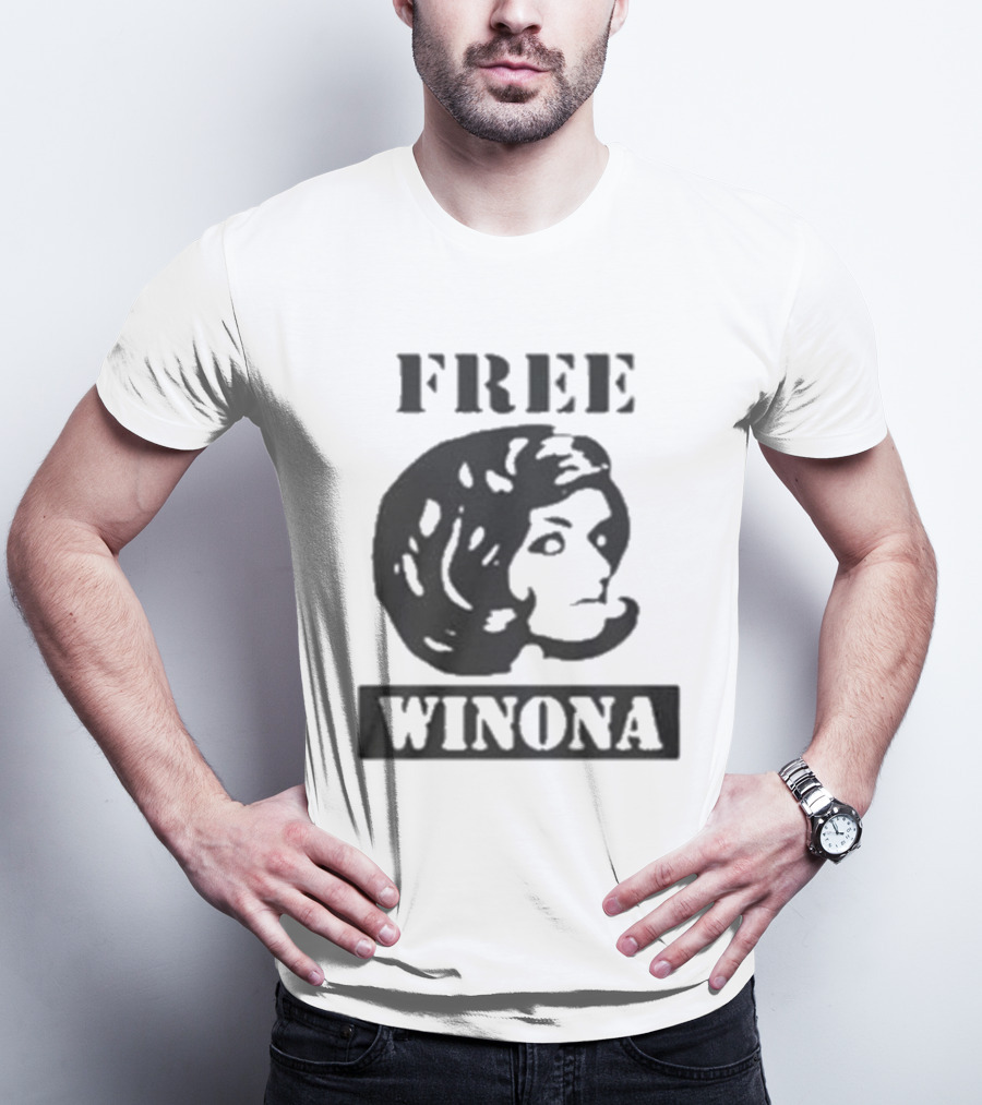 Free Winona Ryder Retro Stencil Style T-Shirt