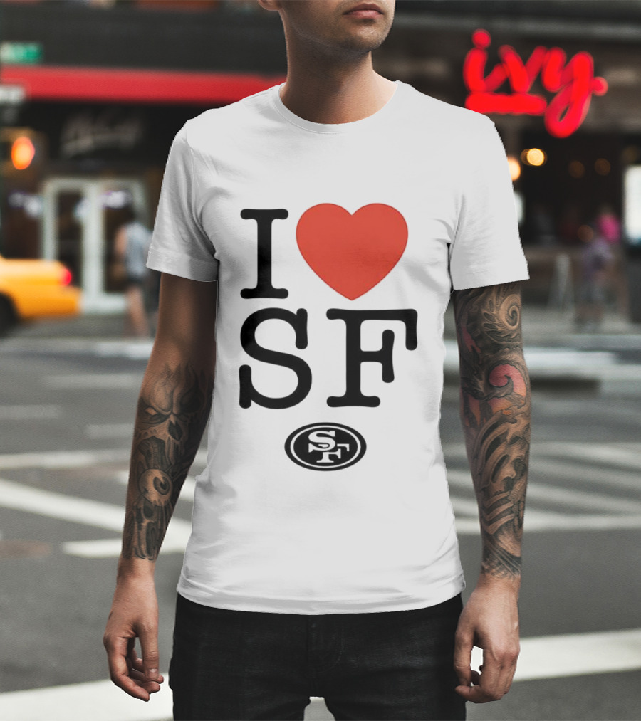 San Francisco 49ers I Love SF Heart Symbol Football Team Logo T-Shirt