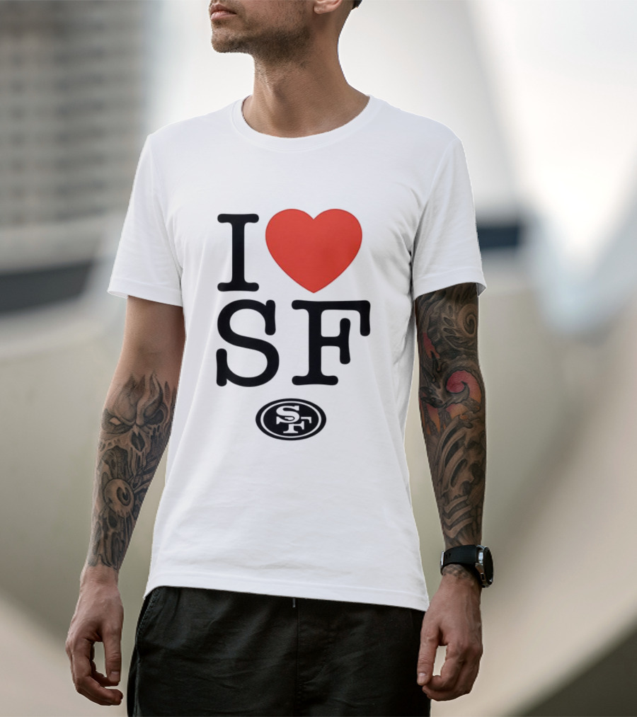 San Francisco 49ers I Love SF Heart Symbol Football Team Logo T-Shirt