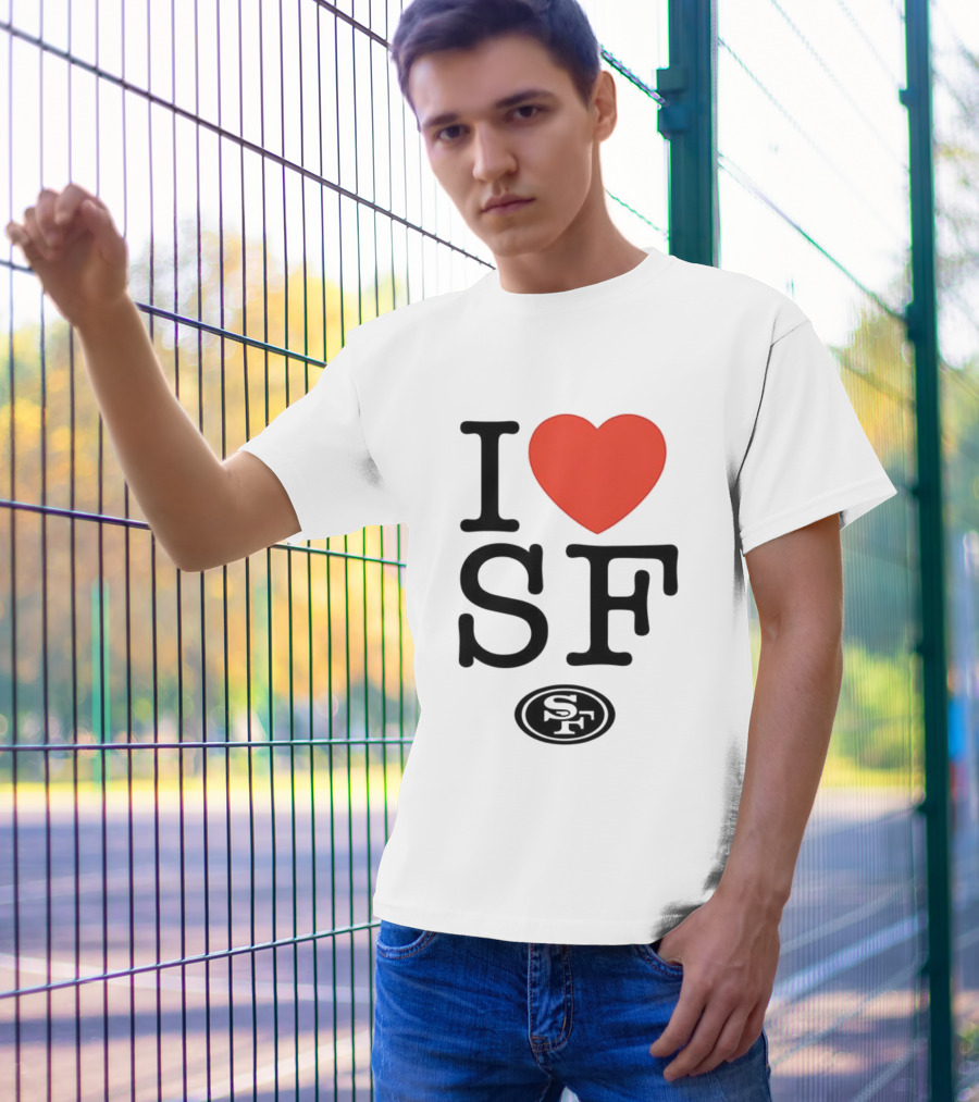 San Francisco 49ers I Love SF Heart Symbol Football Team Logo T-Shirt