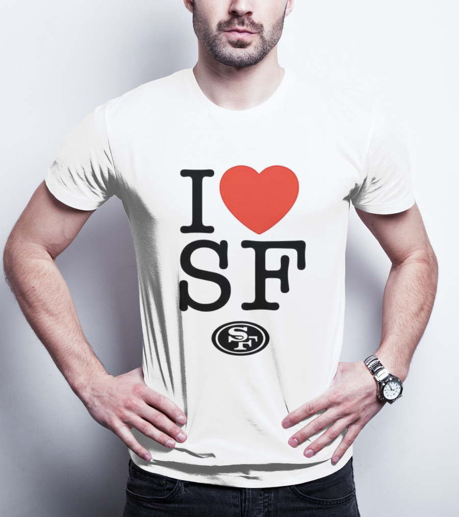 San Francisco 49ers I Love SF Heart Symbol Football Team Logo T-Shirt