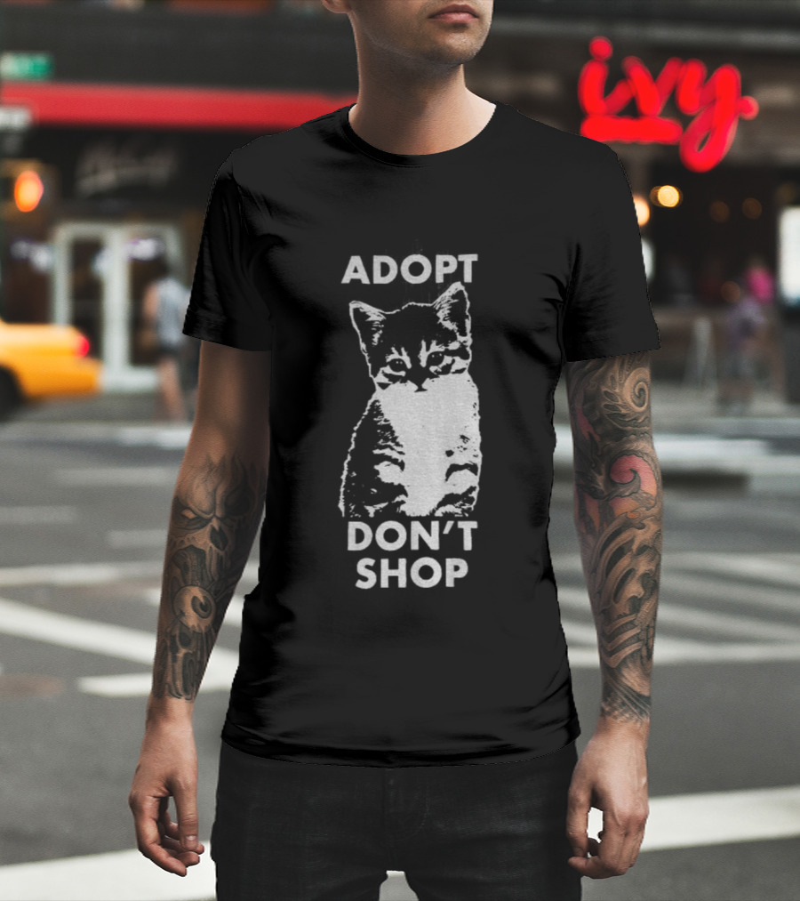 Adopt Don't Shop Vintage Cute Cat T-Shirt