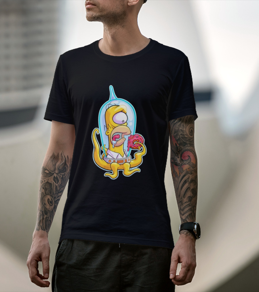 HO-MAR Simpsalien Homer Simpson BeastWreck Halloween Character Donut Space Alien T-Shirt