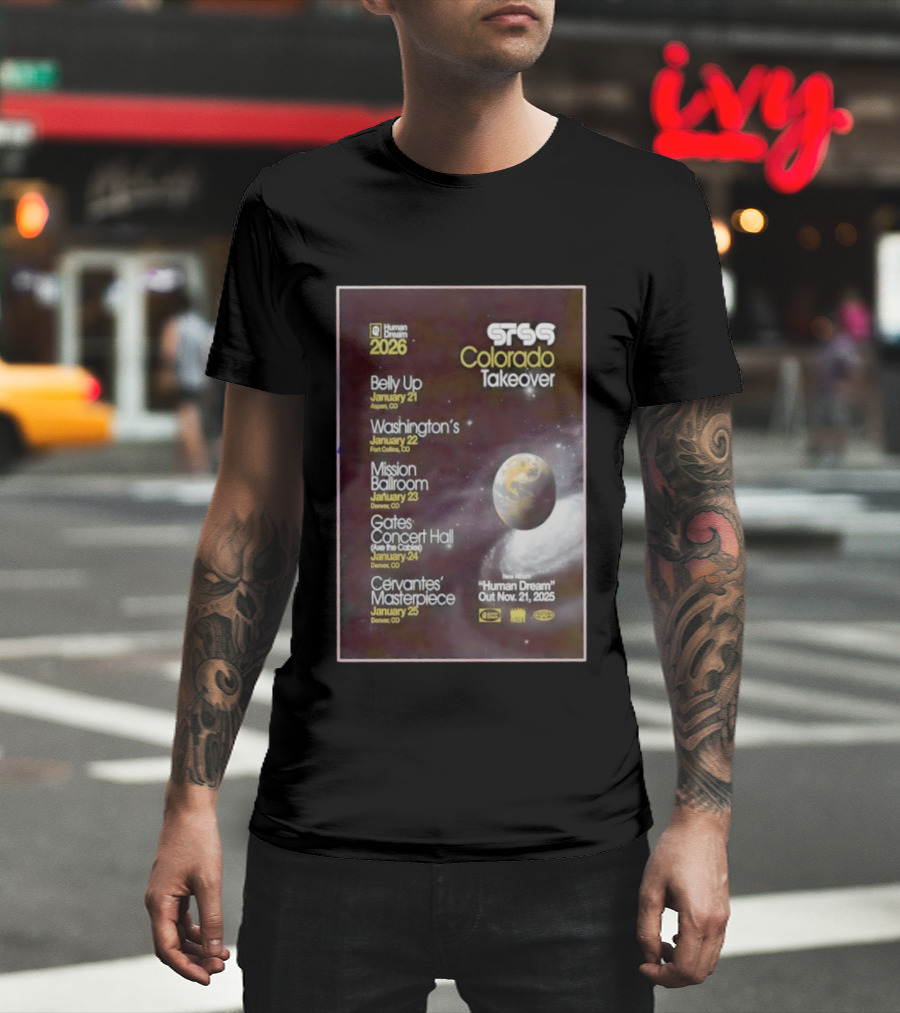 STS9 Colorado Takeover 2026 Human Dream Tour Dates Aspen Fort Collins Denver T-Shirt