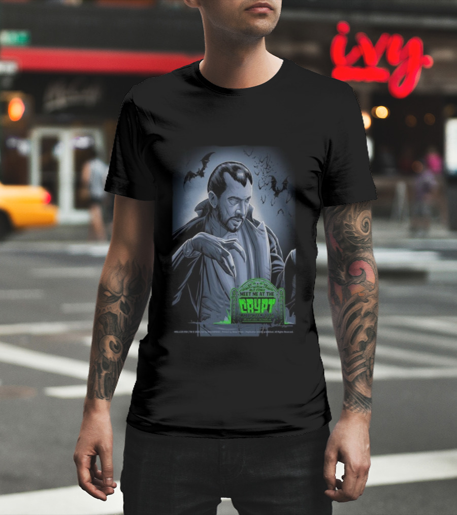Billy Strings Meet Me At The Crypt Halloween 2025 Baltimore MD Dracula Vampire Bats Retro Horror T-Shirt