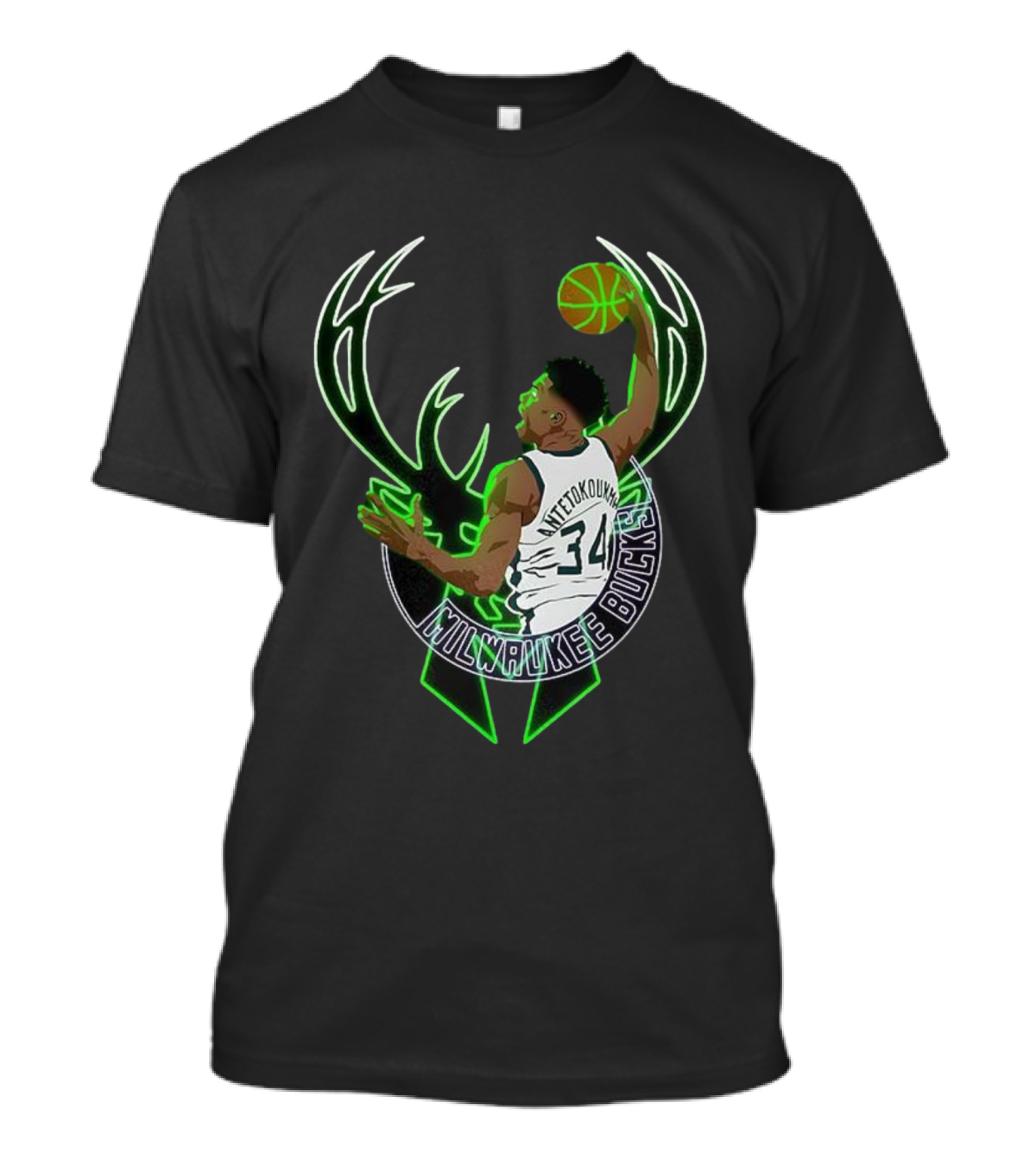 Milwaukee Bucks Giannis Antetokounmpo Dunk Basketball 34 T-Shirt