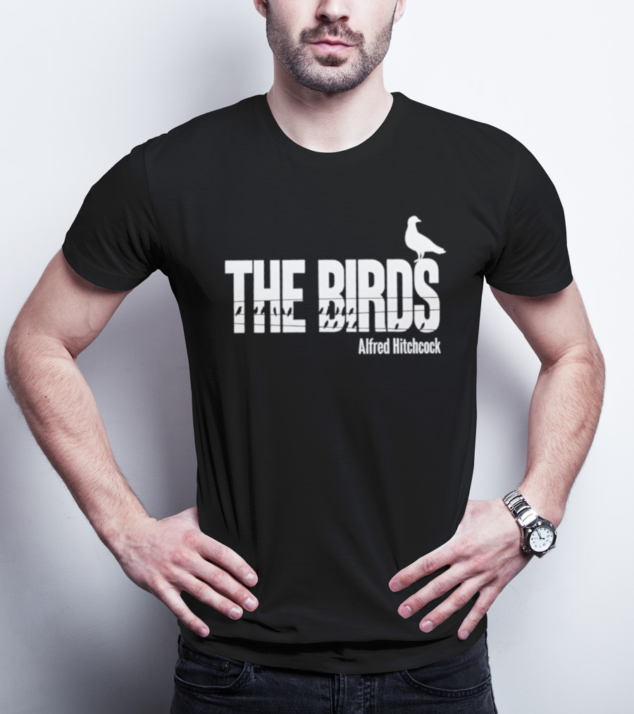 THE BIRDS Alfred Hitchcock Bird Silhouette T-Shirt