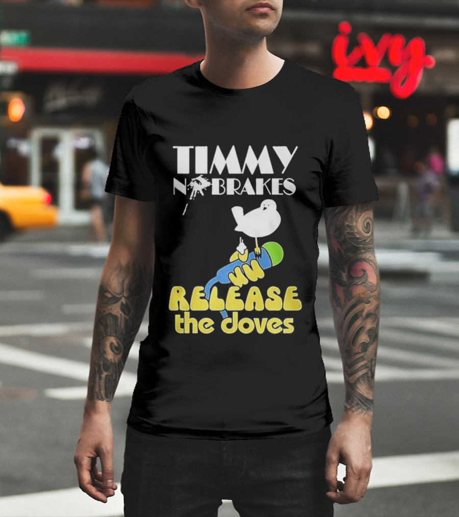 Timmy No Brakes Release The Doves Fun Colorful Design T-Shirt