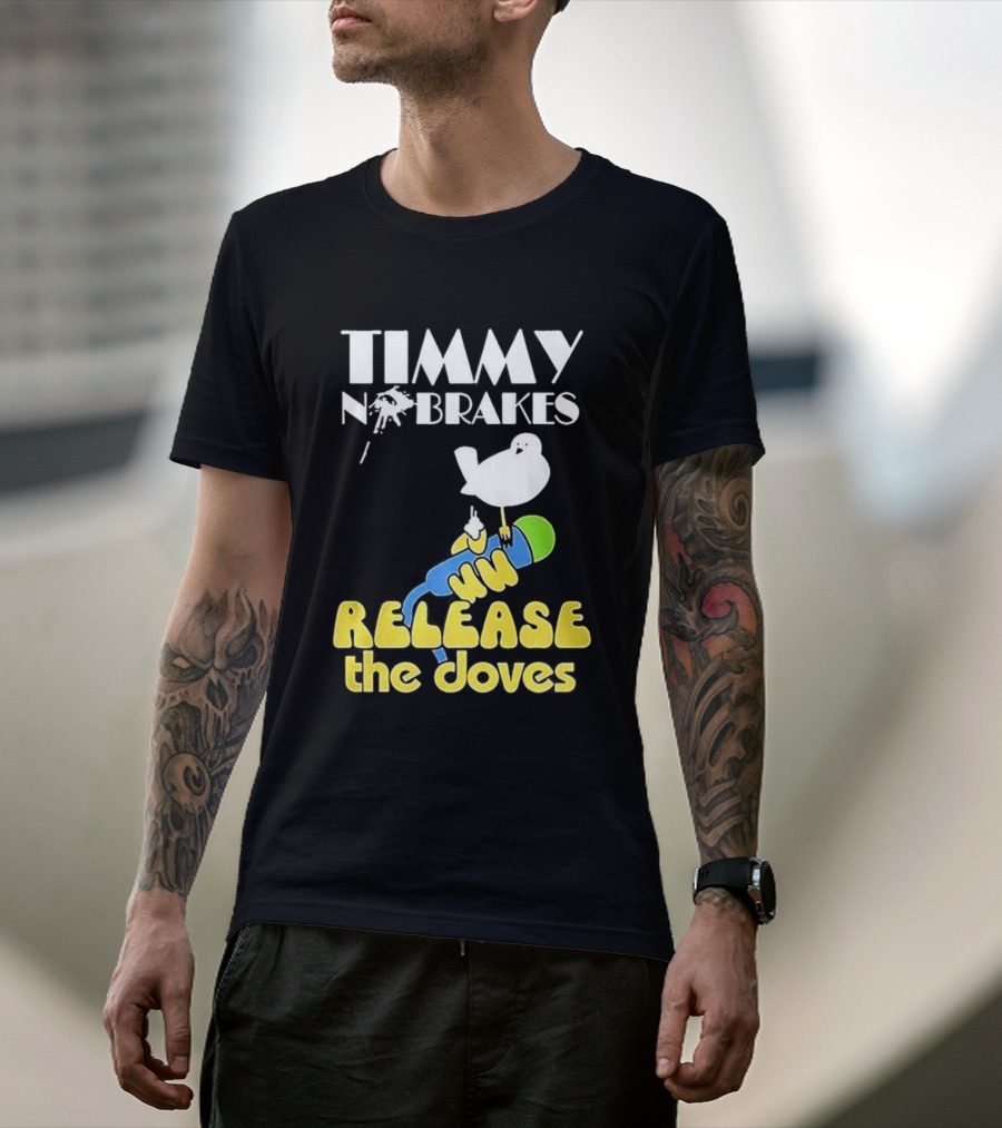 Timmy No Brakes Release The Doves Fun Colorful Design T-Shirt
