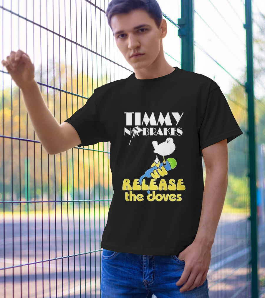 Timmy No Brakes Release The Doves Fun Colorful Design T-Shirt