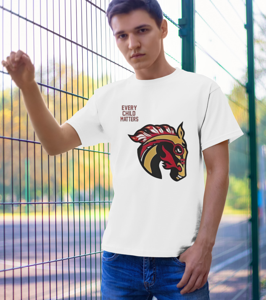 Calgary Wranglers Indigenous Heritage Every Child Matters Chinki Goodstoney T-Shirt