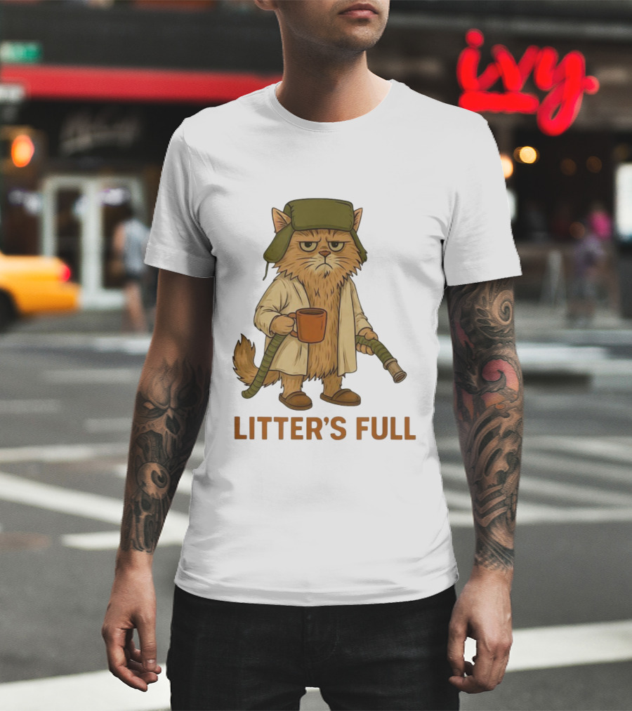 Litter’s Full Cat Coffee And Hose Hat T-Shirt
