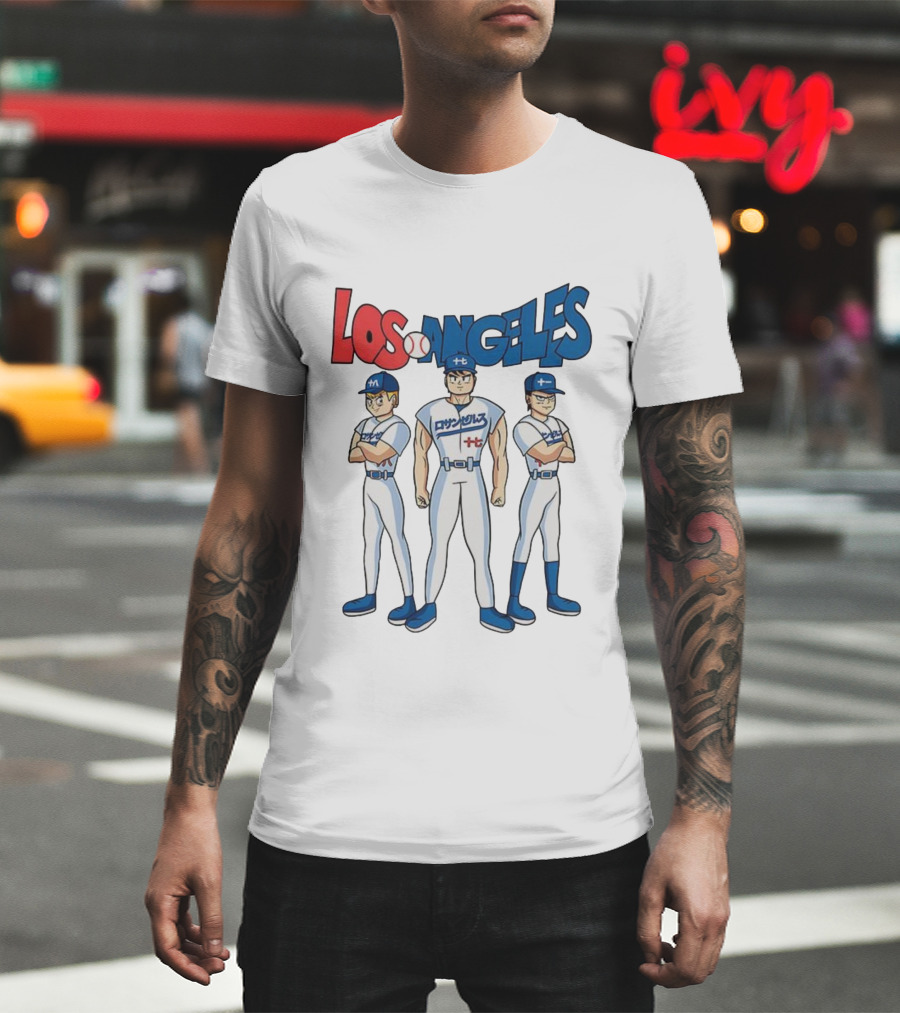 Los Angeles Baseball Z Anime Crossover Characters T-Shirt