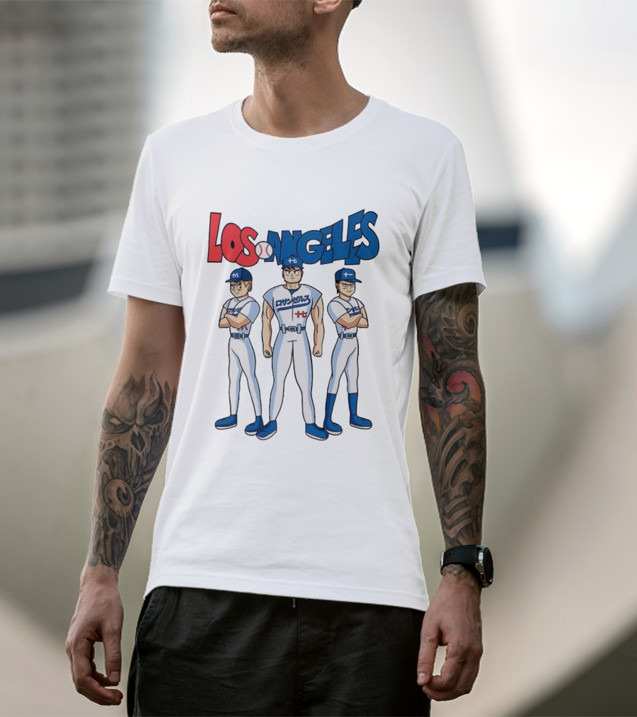 Los Angeles Baseball Z Anime Crossover Characters T-Shirt