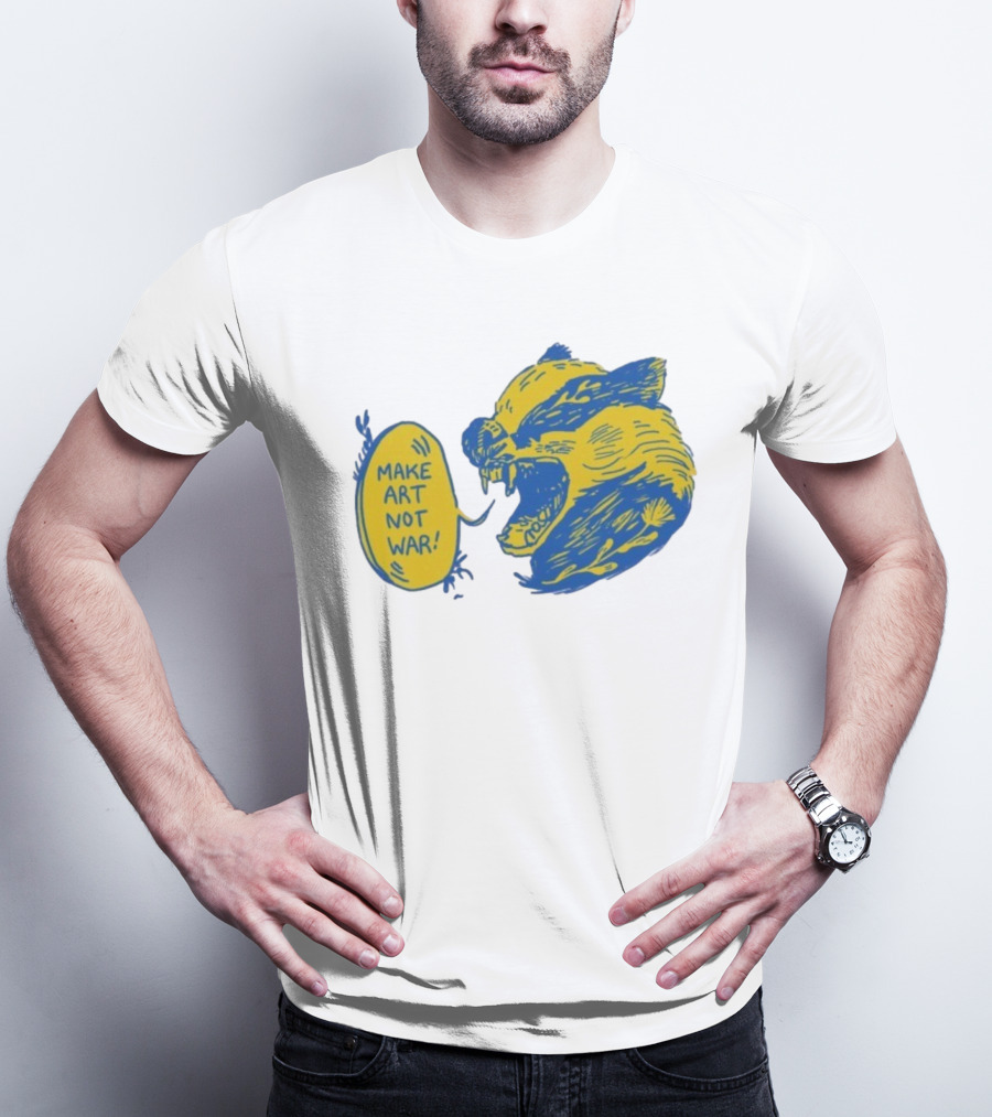 Make Art Not War Angry Wolverine Print T-Shirt