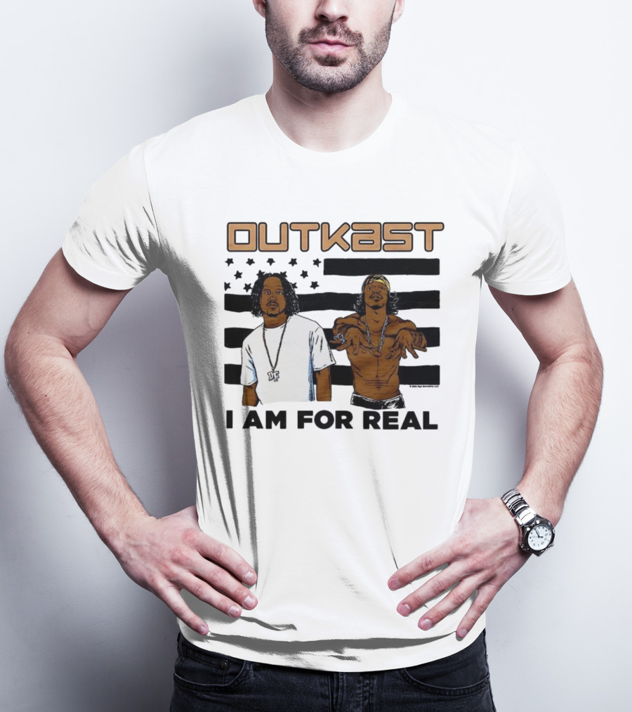 Outkast I Am For Real Flag Comic Style Duo Graphic T-Shirt